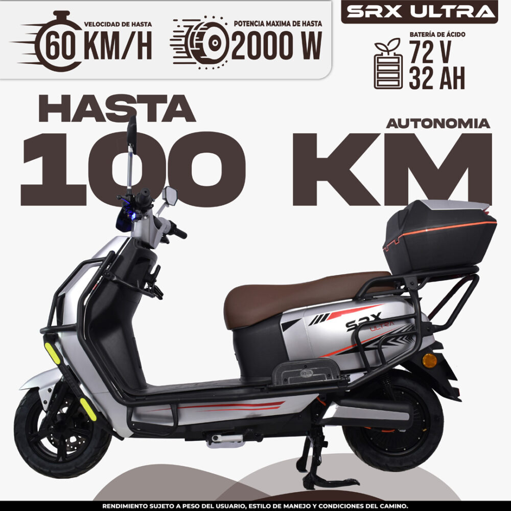 Moto Eléctrica SRX Plus 100Km, velocidad 60 Km/h, Potencia 2000W