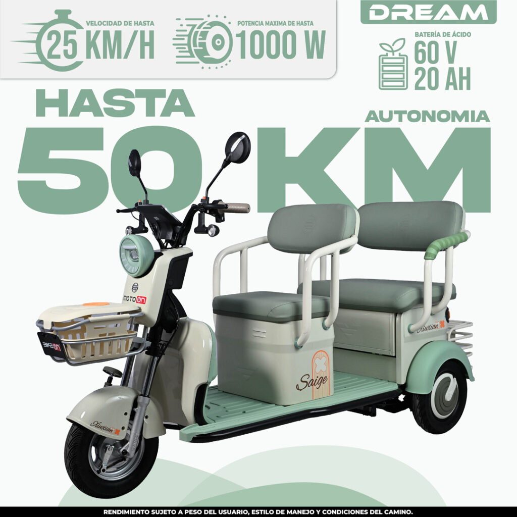 Trimoto Eléctrica Dream México 2026 | Autonomía de 50 km